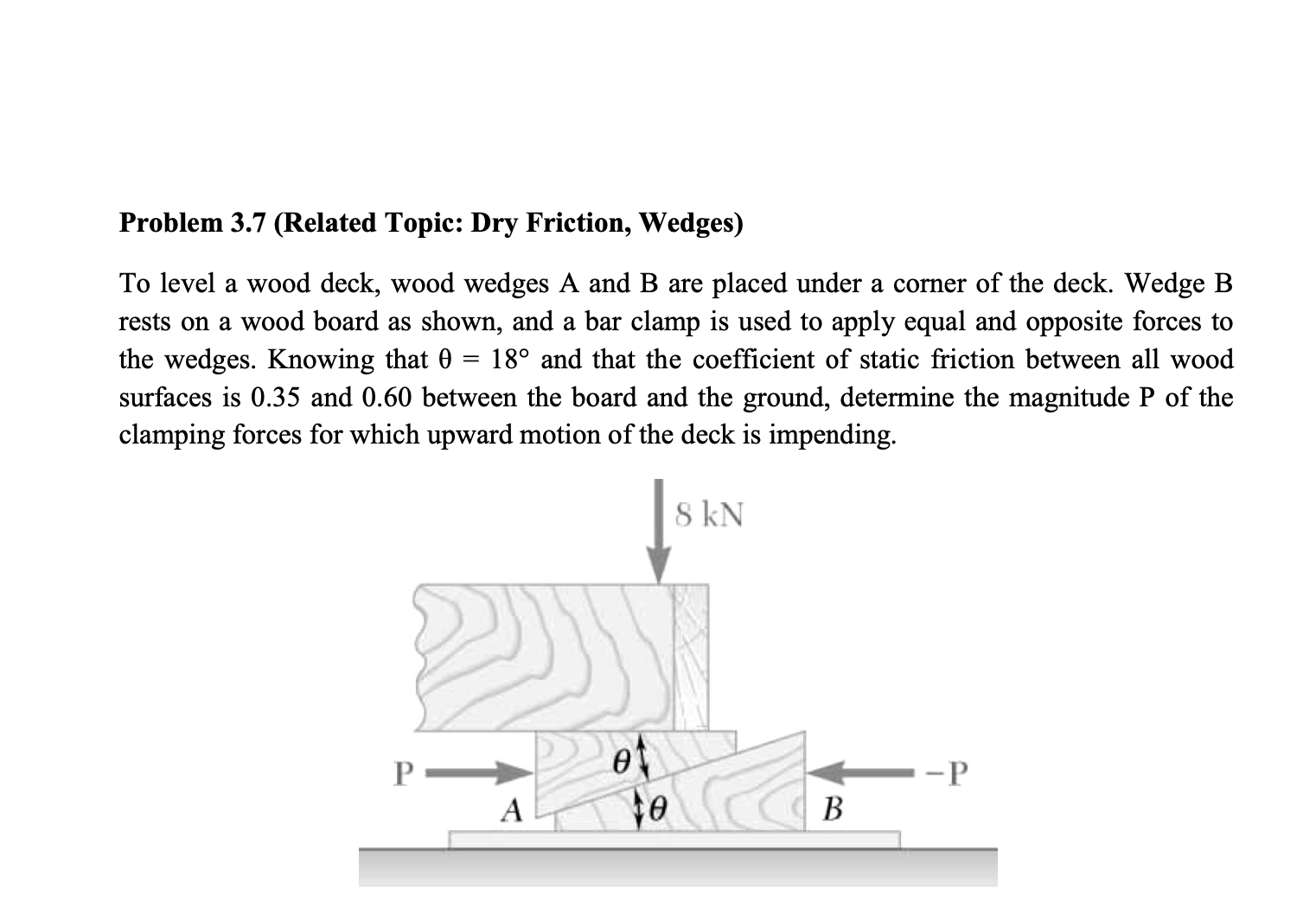 Solved Problem 3.7 (Related Topic: Dry Friction, Wedges)To | Chegg.com