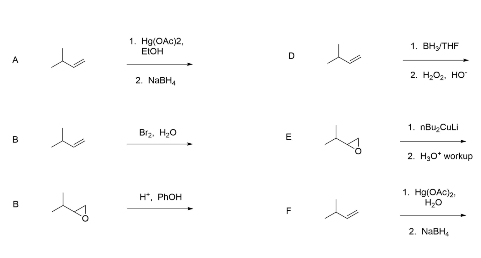 Solved 1. Hg(OAc)2, EtOH 1. BH3/THF 2. NaBH4 2. H2O2, HO 1. | Chegg.com