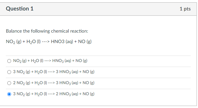 Solved Balance the following chemical reaction: NO2( | Chegg.com