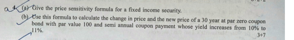 Solved (a) ﻿Give the price sensitivity formula for a fixed | Chegg.com