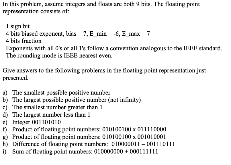 Solved In this problem, assume integers and floats are both | Chegg.com