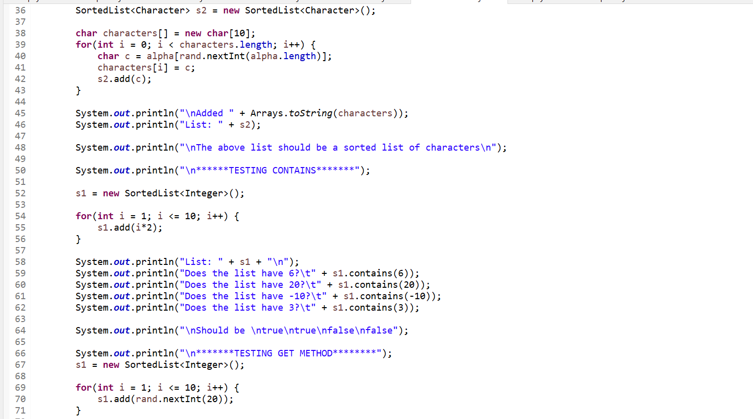 Solved COMPLETE THE CODE BELOW using JAVA): Always Sorted | Chegg.com
