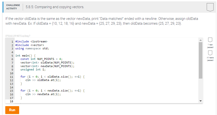 Solved CHALLENGE ACTIVITY 5.8.5: Comparing and copying | Chegg.com