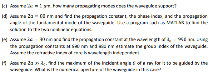 Solved [20 pts] Slab waveguide. Consider the symmetric slab | Chegg.com