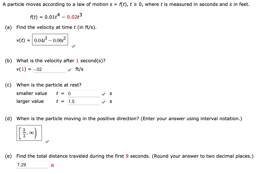 Solved A particle moves according to a law of motion | Chegg.com