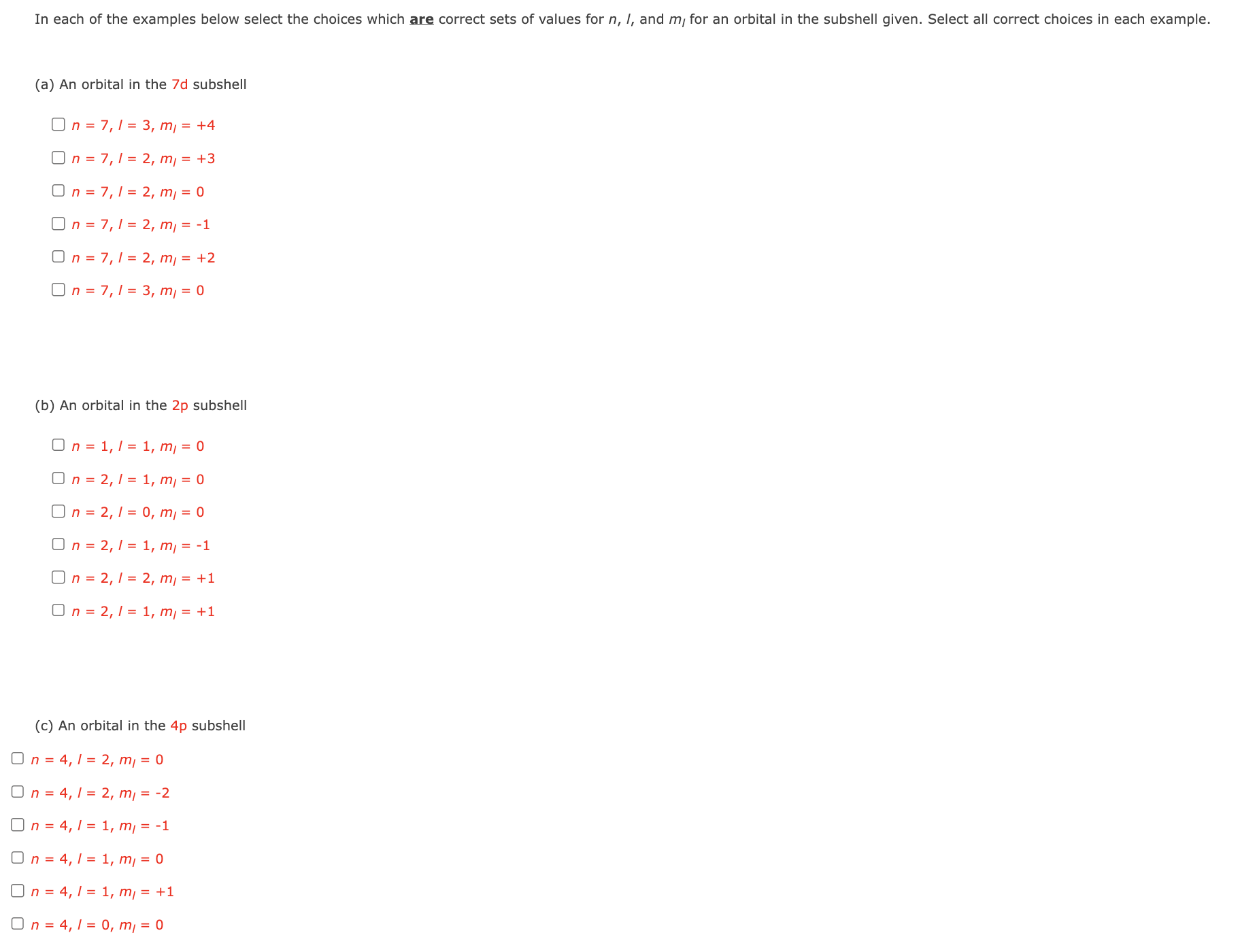 Solved In each of the examples below select the choices | Chegg.com