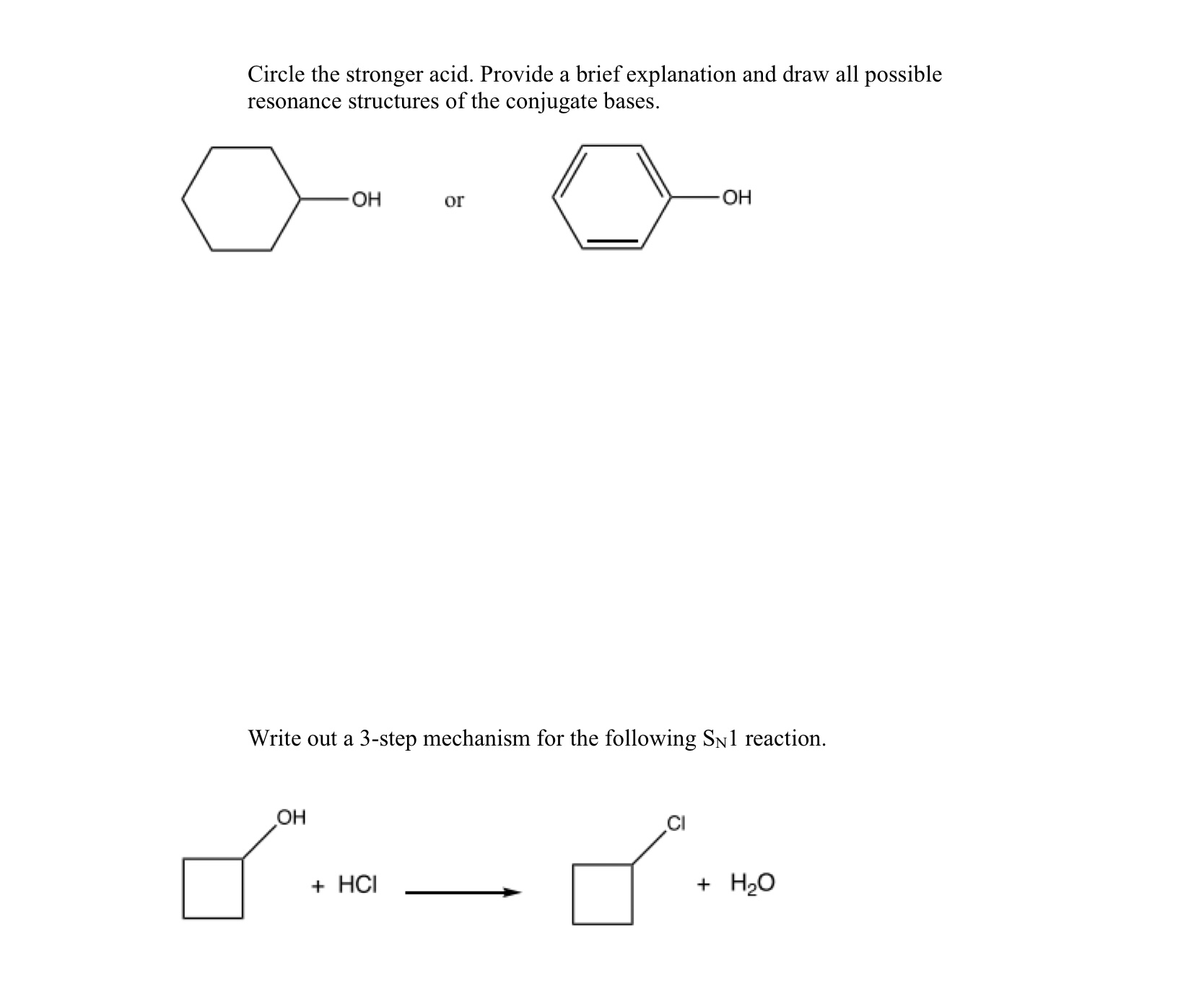 Solved Circle the stronger acid. Provide a brief explanation | Chegg.com