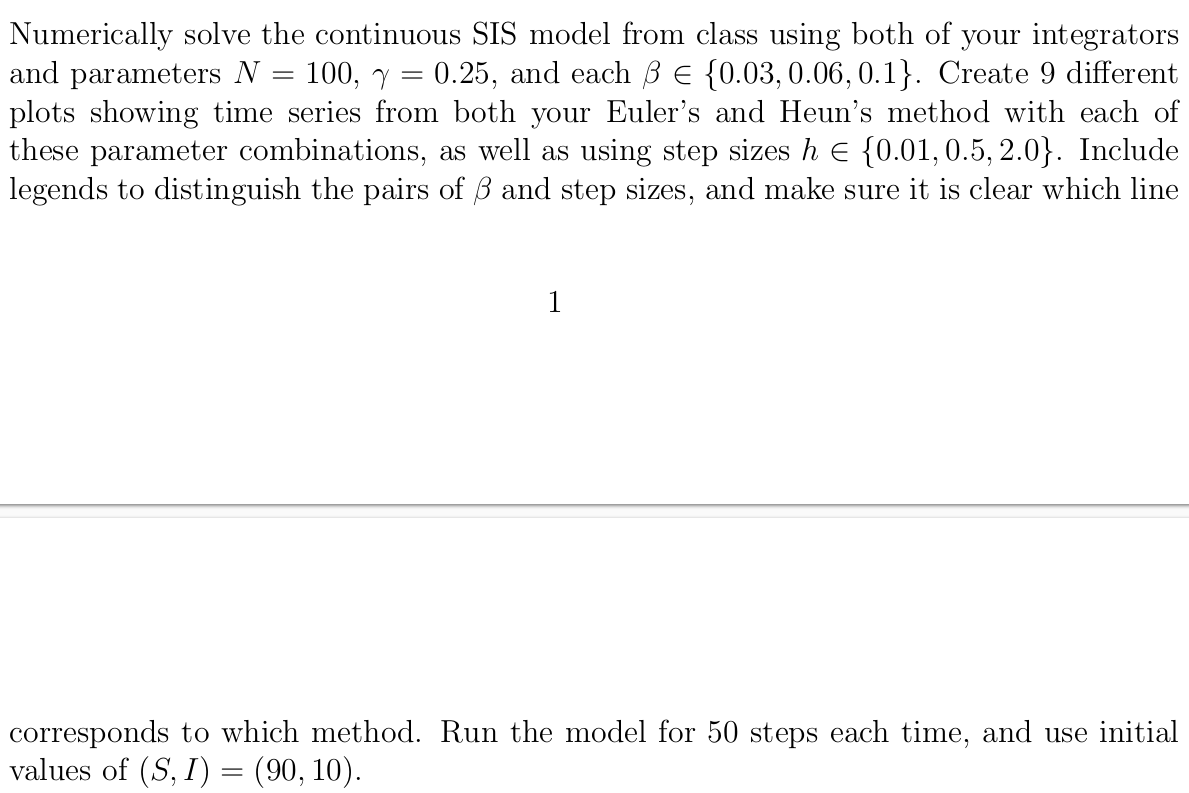 Solved Numerically solve the continuous SIS model from class | Chegg.com