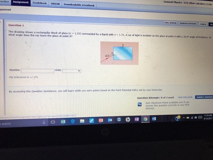 Solved The drawing shows a rectangular block of glass (n = | Chegg.com