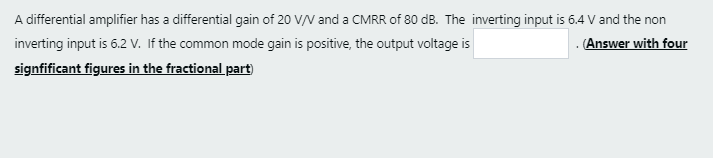 Solved A differential amplifier has a differential gain of | Chegg.com