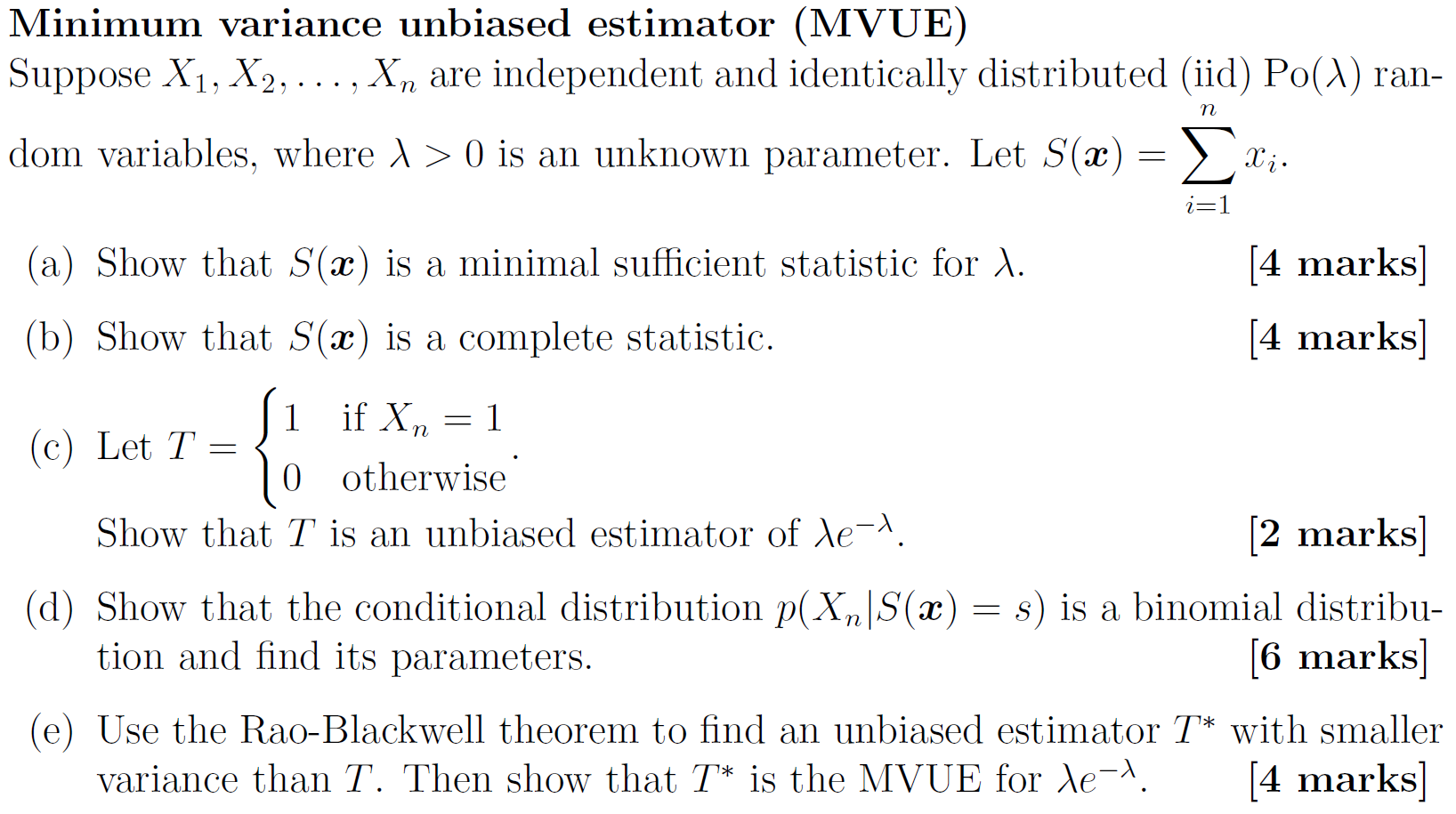 Solved Minimum variance unbiased estimator (MVUE) Suppose | Chegg.com