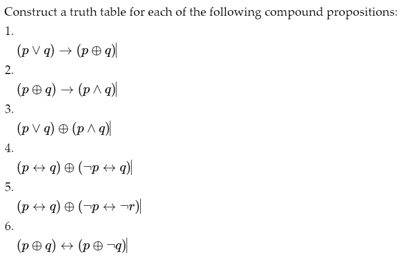 Solved Construct a truth table for each of the following | Chegg.com