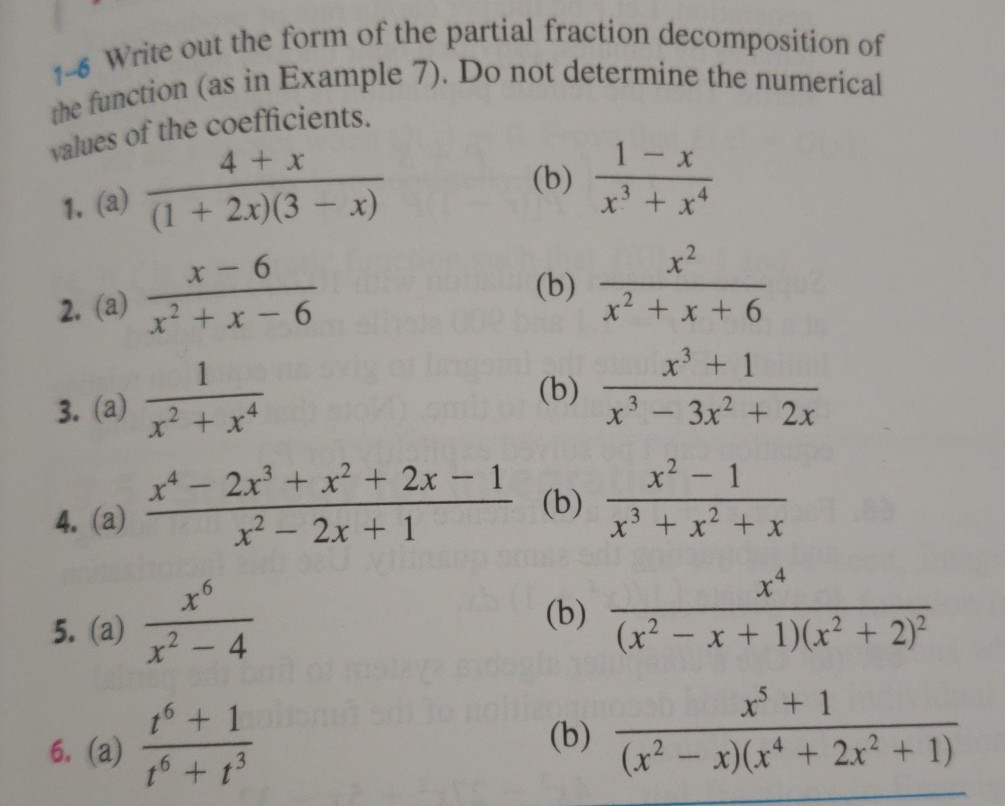 Solved out the form of the partial fraction decomposition of | Chegg.com