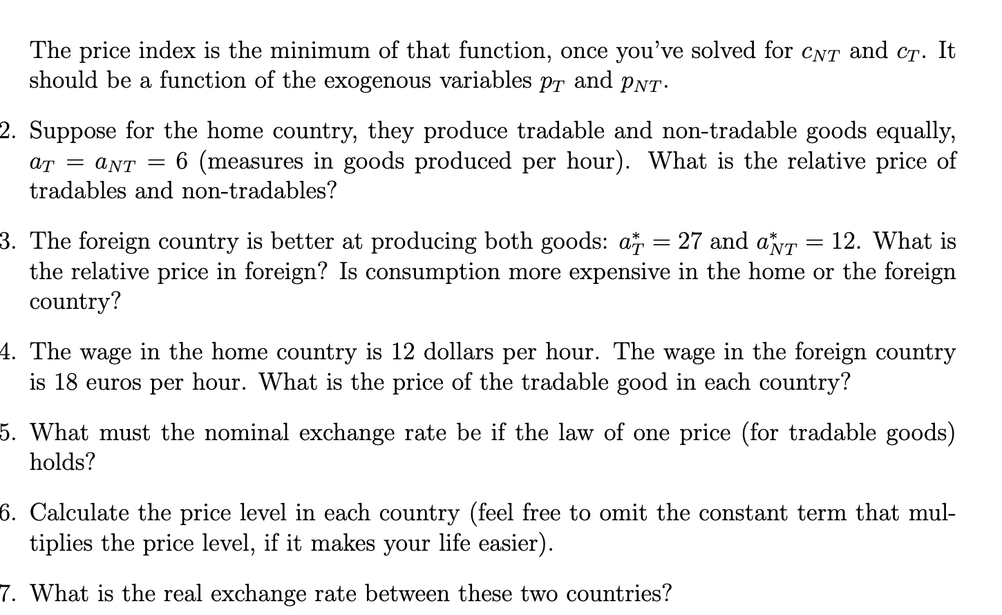 Solved 2 Balassa-Samuelson Consider the model of the real | Chegg.com