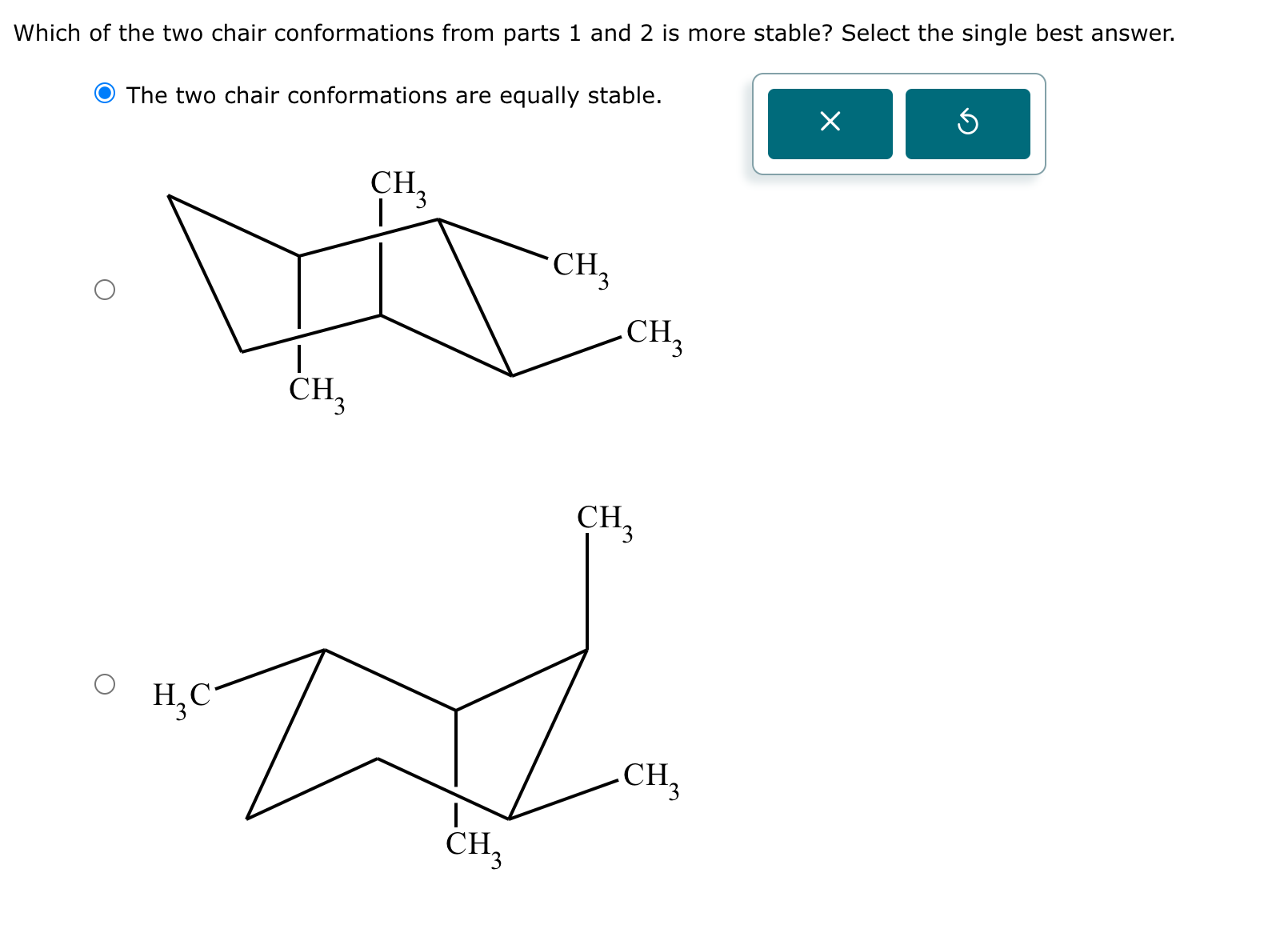 Which of the two chair conformations from parts 1 | Chegg.com