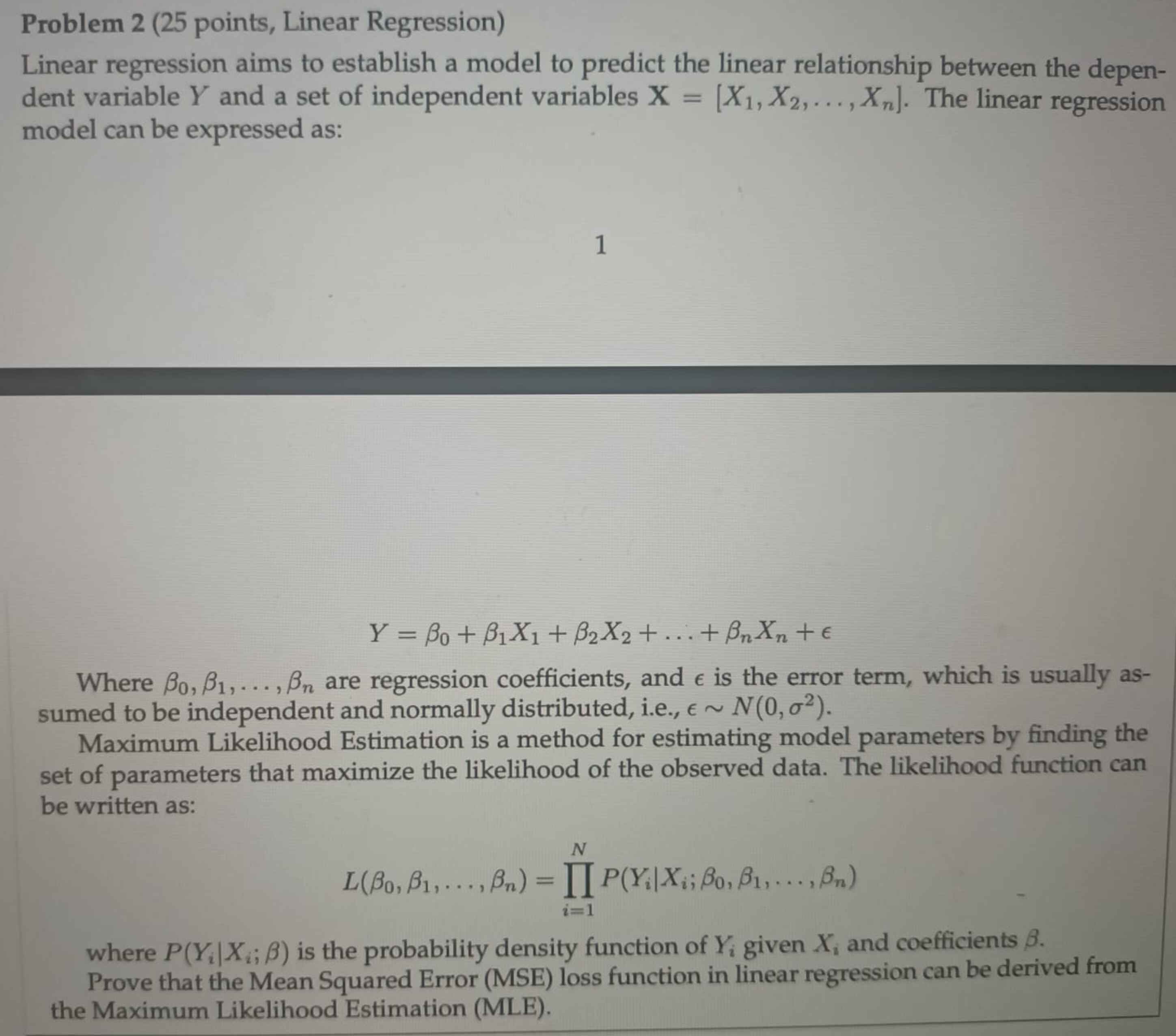 Solved Problem 2 (25 ﻿points, Linear Regression)Linear | Chegg.com