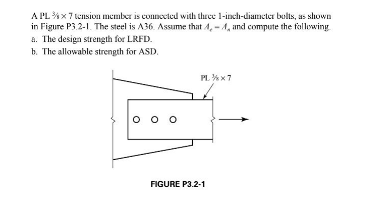 Solved A PL 3/8×7 tension member is connected with three 1 | Chegg.com