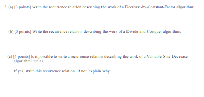 Solved 3. (a) points] Write the recurrence relation | Chegg.com
