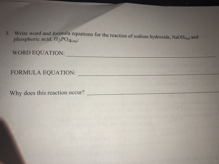 Solved Write word and formula equations for the reaction of | Chegg.com