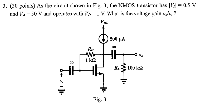 Solved (20 ﻿points) ﻿As the circuit shown in Fig. 3, ﻿the | Chegg.com