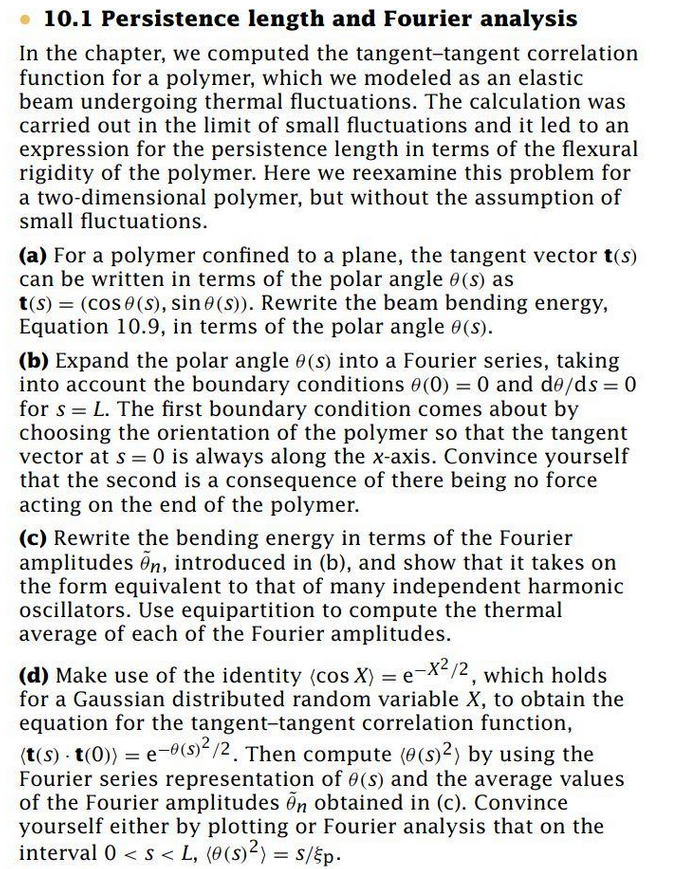 10.1 Persistence length and Fourier analysis In the | Chegg.com