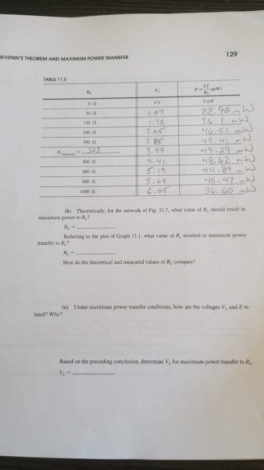 Solved Part 2 Maximum Power Transfer (Validating the | Chegg.com