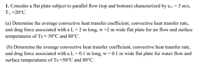 Solved 1. Consider a flat plate subject to parallel flow | Chegg.com