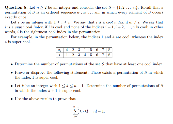 Solved Question 8: Let n > 2 be an integer and consider the | Chegg.com