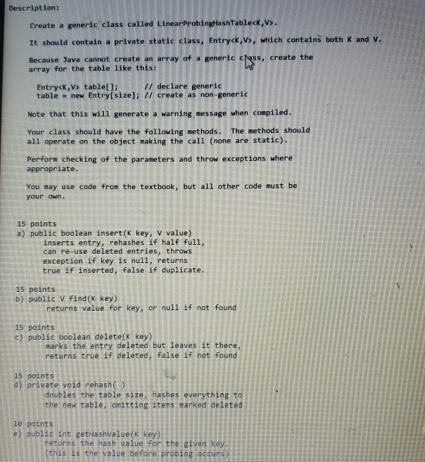 Solved Description: Create a generic class called Linear | Chegg.com