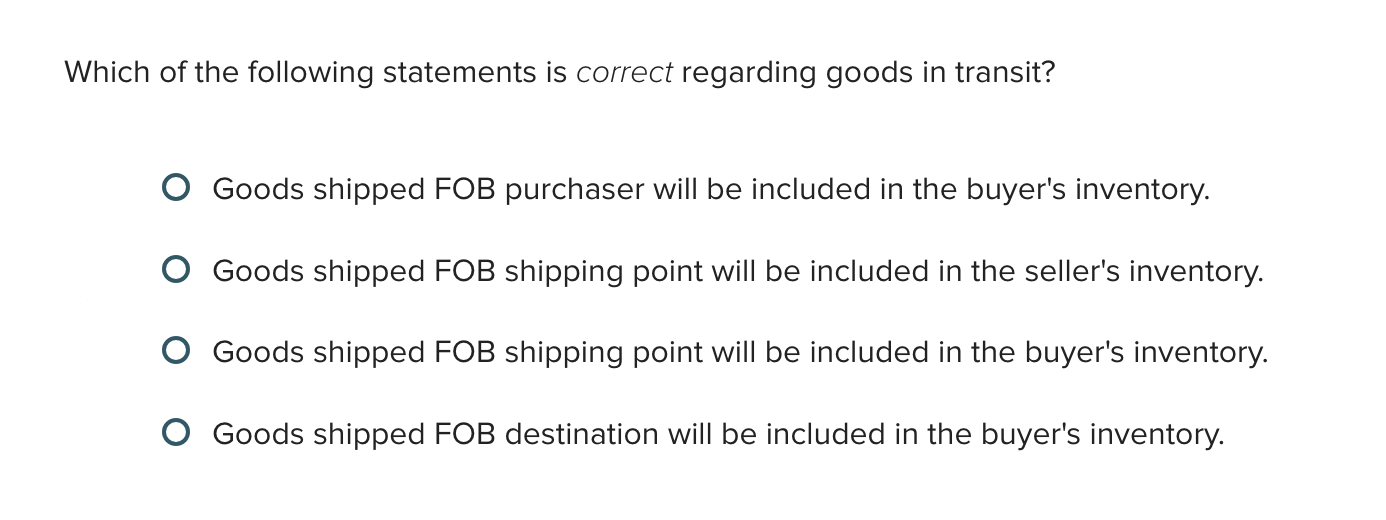 Solved Which of the following statements is correct | Chegg.com
