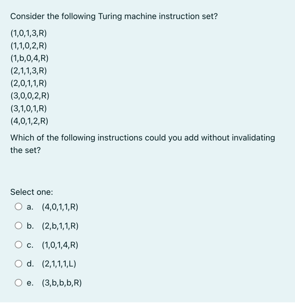 Solved Consider the following Turing machine instruction | Chegg.com