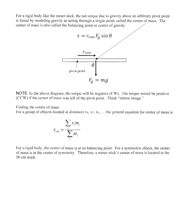 Lab 8: Torque and Equilibrium What you should learn: | Chegg.com