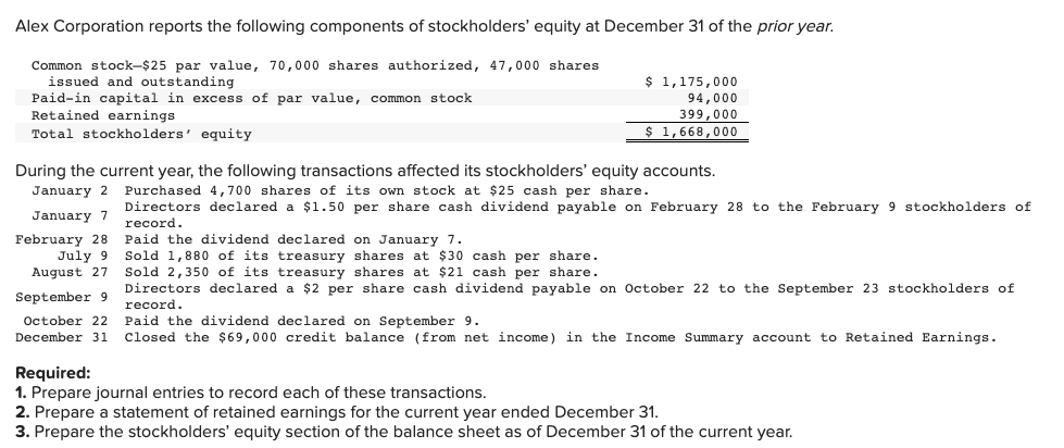 Solved Alex Corporation reports the following components of | Chegg.com