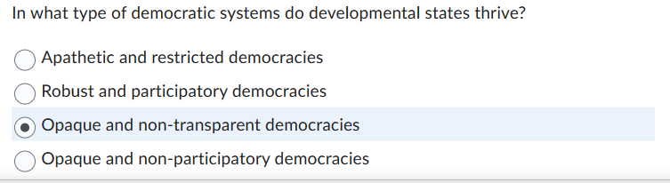 Solved In what type of democratic systems do developmental | Chegg.com