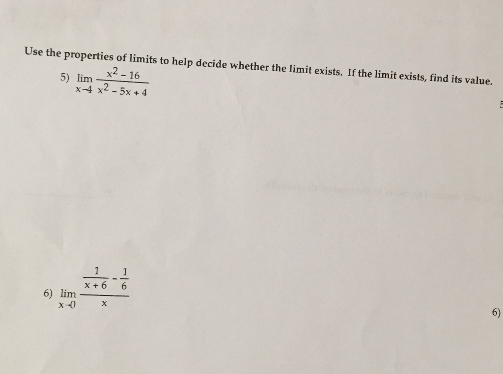 Solved Use th e properties of limits to help decide whether | Chegg.com