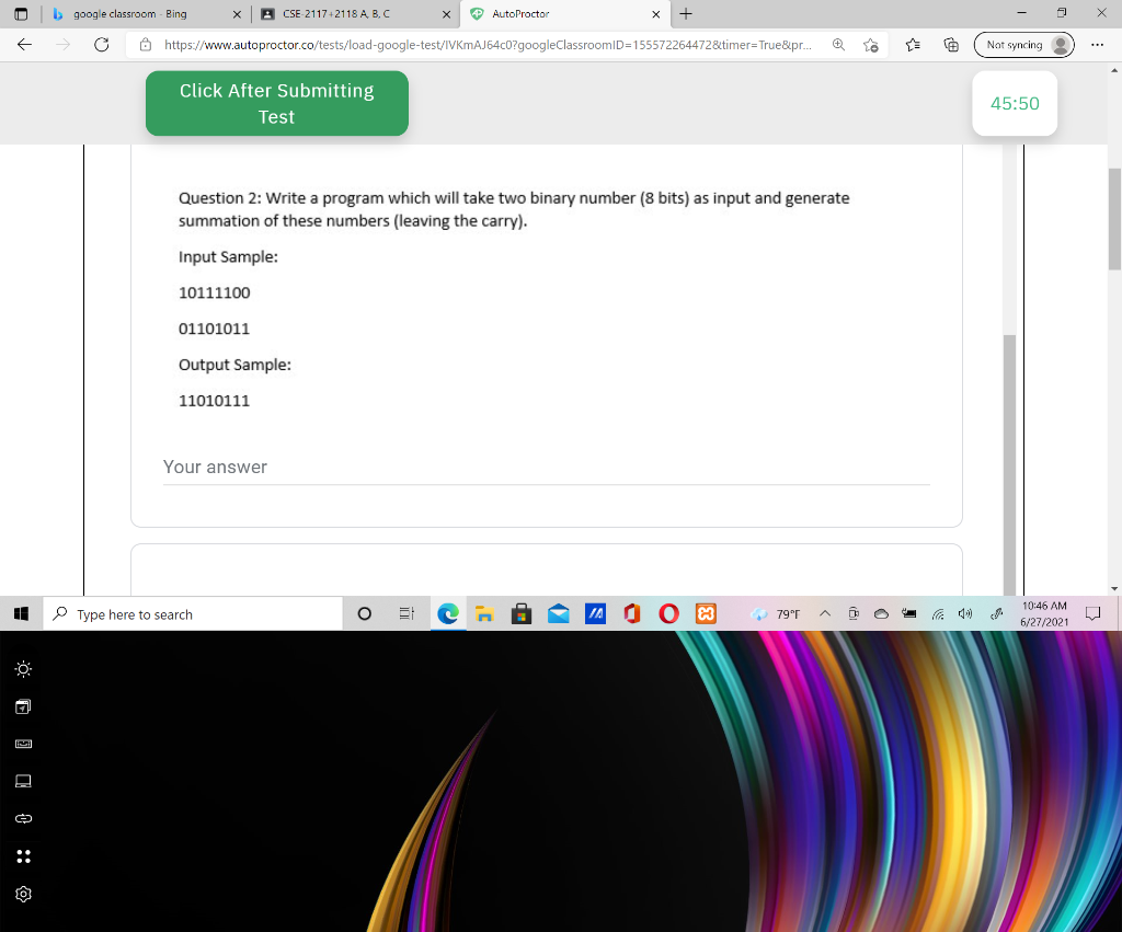 Solved X X Auto Proctor X b google classroom - Bing CSE 2117 | Chegg.com