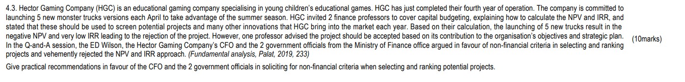 Solved 4.3. ﻿Hector Gaming Company (HGC) ﻿is an educational | Chegg.com