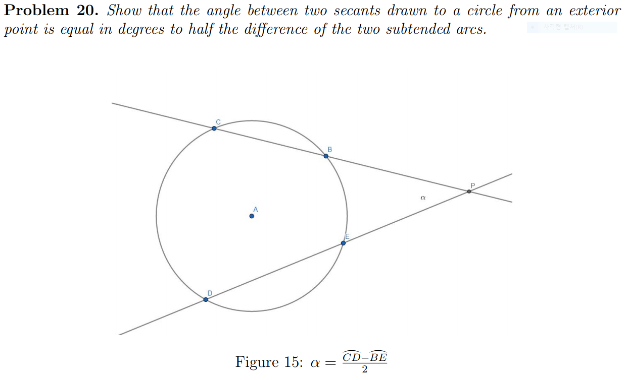 Solved Problem 20. Show that the angle between two secants | Chegg.com