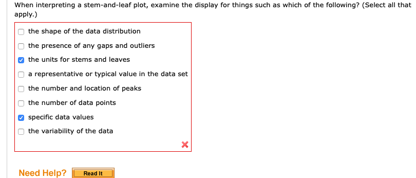Solved When interpreting a stem-and-leaf plot, examine the | Chegg.com