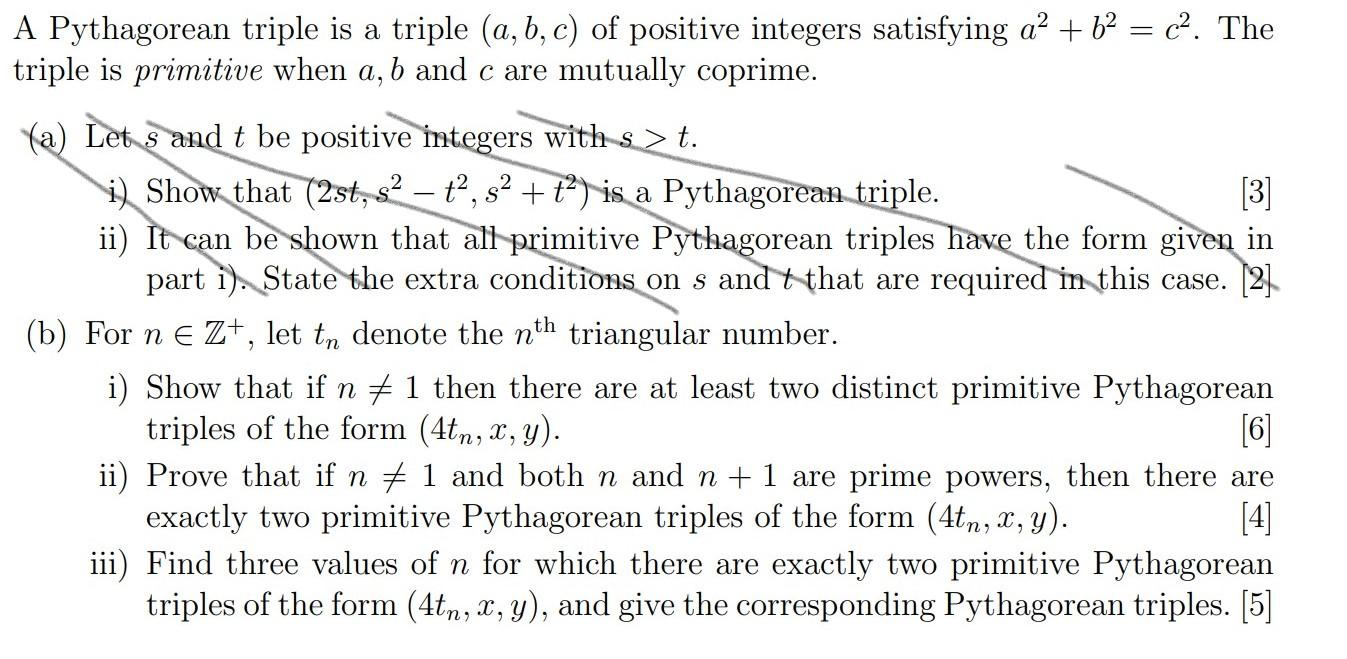 Solved A Pythagorean triple is a triple (a,b,c) of positive | Chegg.com