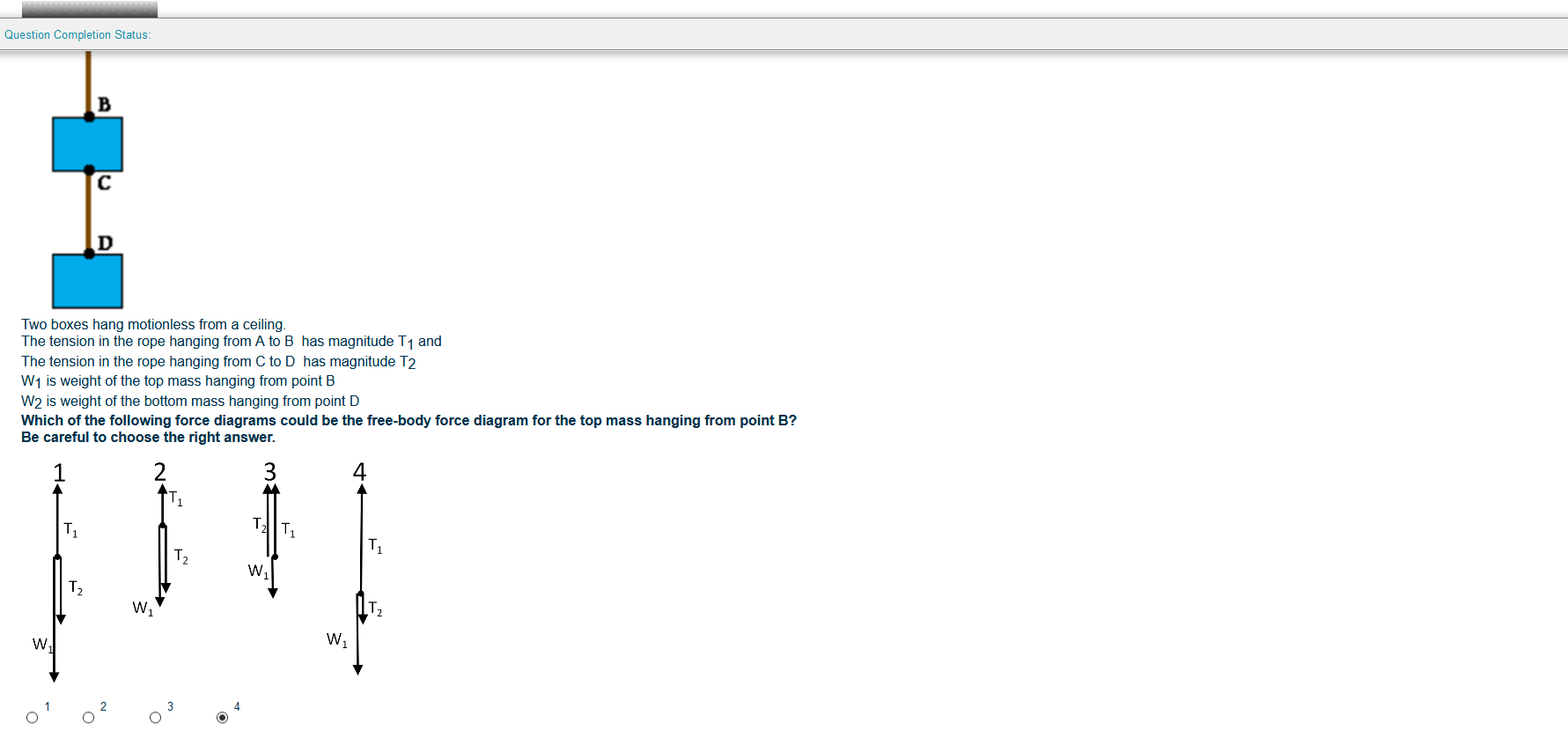 Solved Question Completion Status: B Two boxes hang | Chegg.com