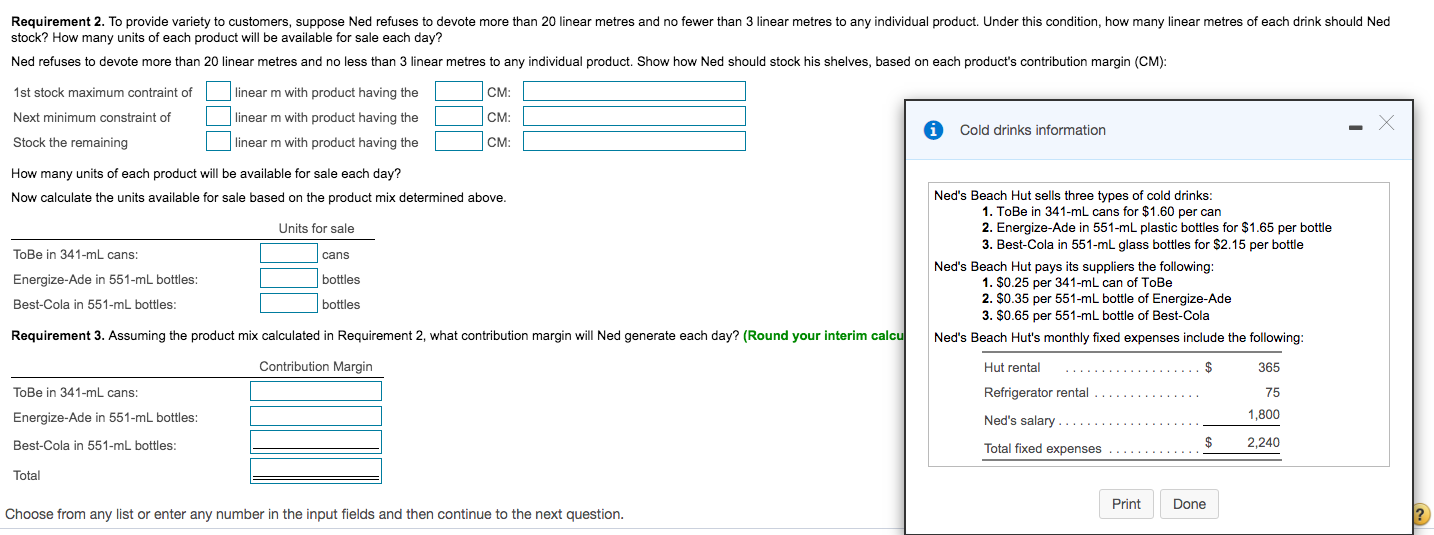 Requirement 2. To provide variety to customers, | Chegg.com