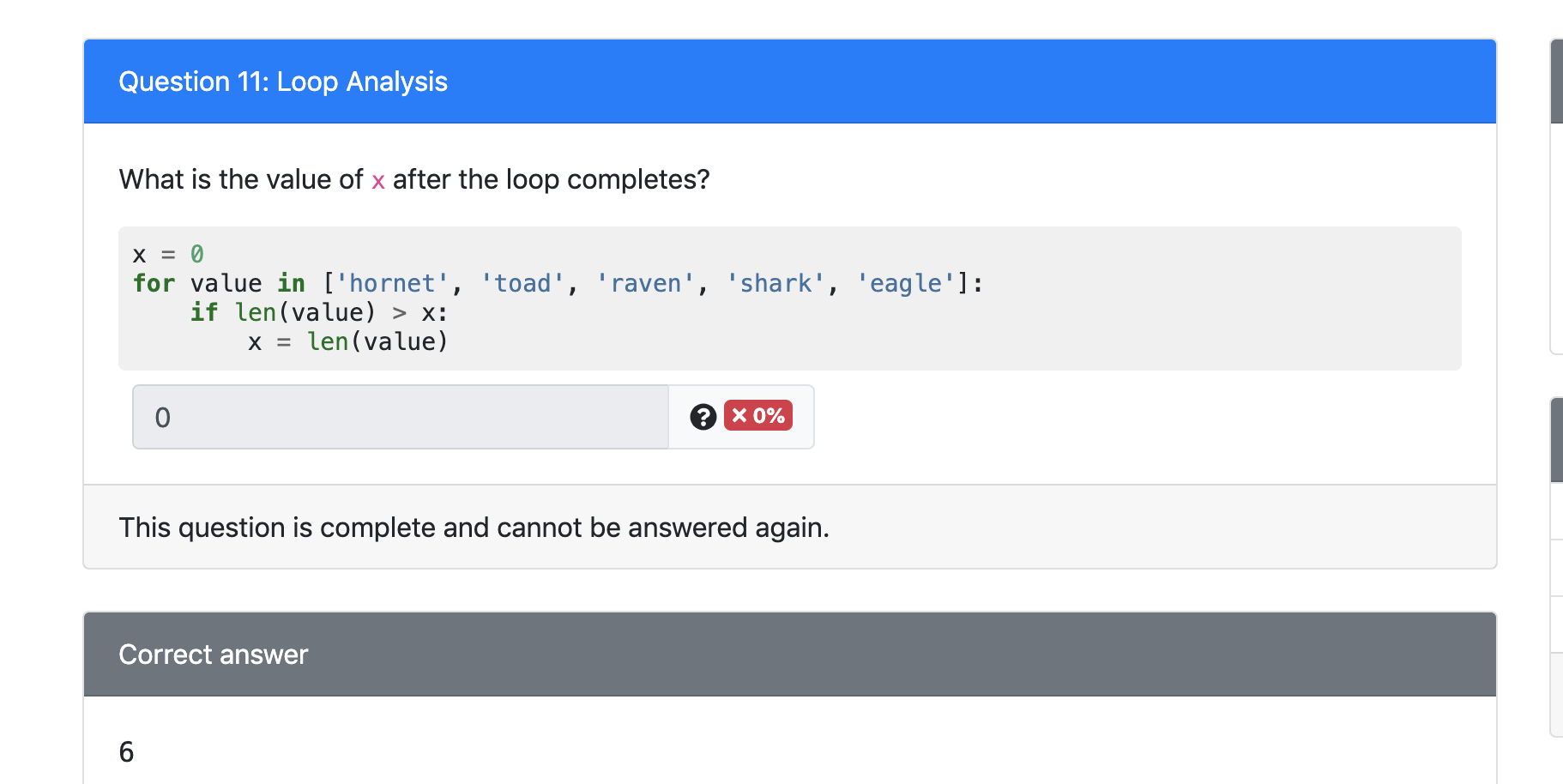 Solved Question 11: Loop Analysis What is the value of x | Chegg.com