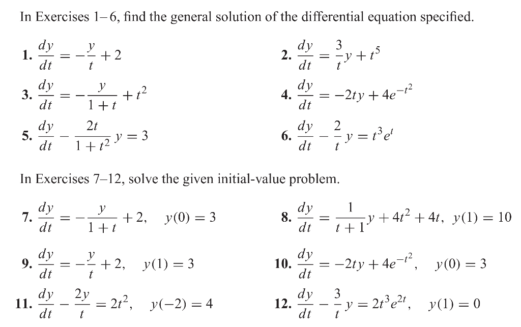 Solved In Exercises 1 6 Find The General Solution Of The Chegg