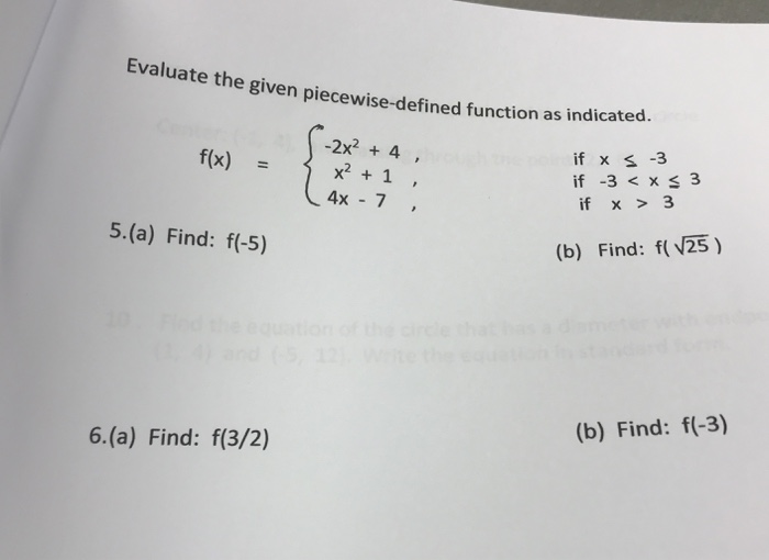 Solved Evaluate the given piecewise-defined function as | Chegg.com