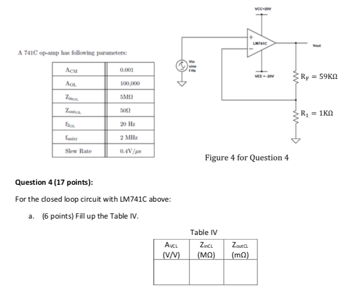 Solved A 741C op-amp has following parameters: AcM Aot. | Chegg.com