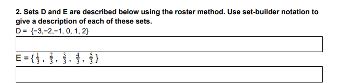 Solved 2. Sets D and E are described below using the roster | Chegg.com