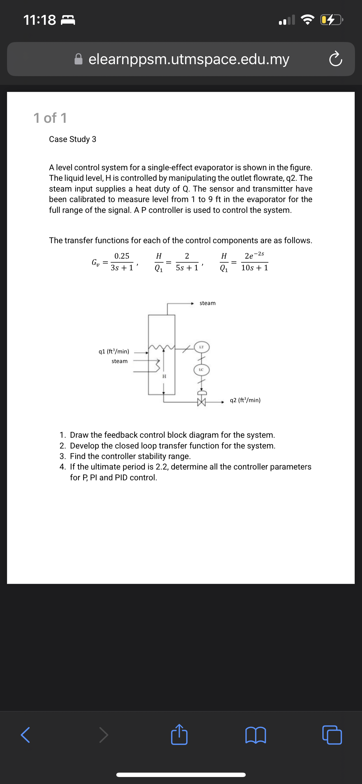 Solved A level control system for a single-effect evaporator | Chegg.com