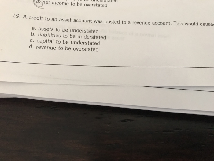 Solved unuetstated d net income to be overstated 19. A | Chegg.com