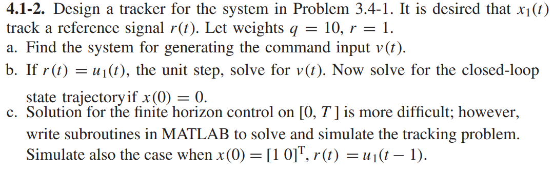 4.1-2. Design a tracker for the system in Problem | Chegg.com